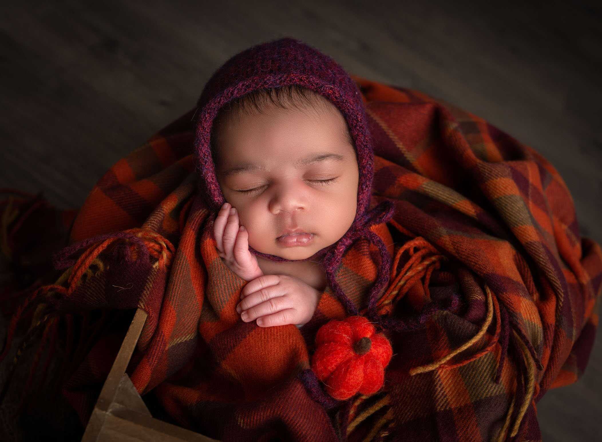 Dakshina ~ Fall Colors Newborn Photos | One Big Happy Photo
